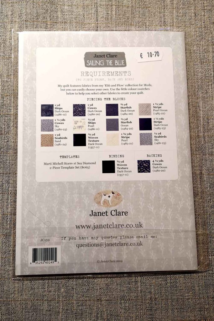 Janet Clare quilt pattern: Sailing The Blue - Sew Irish